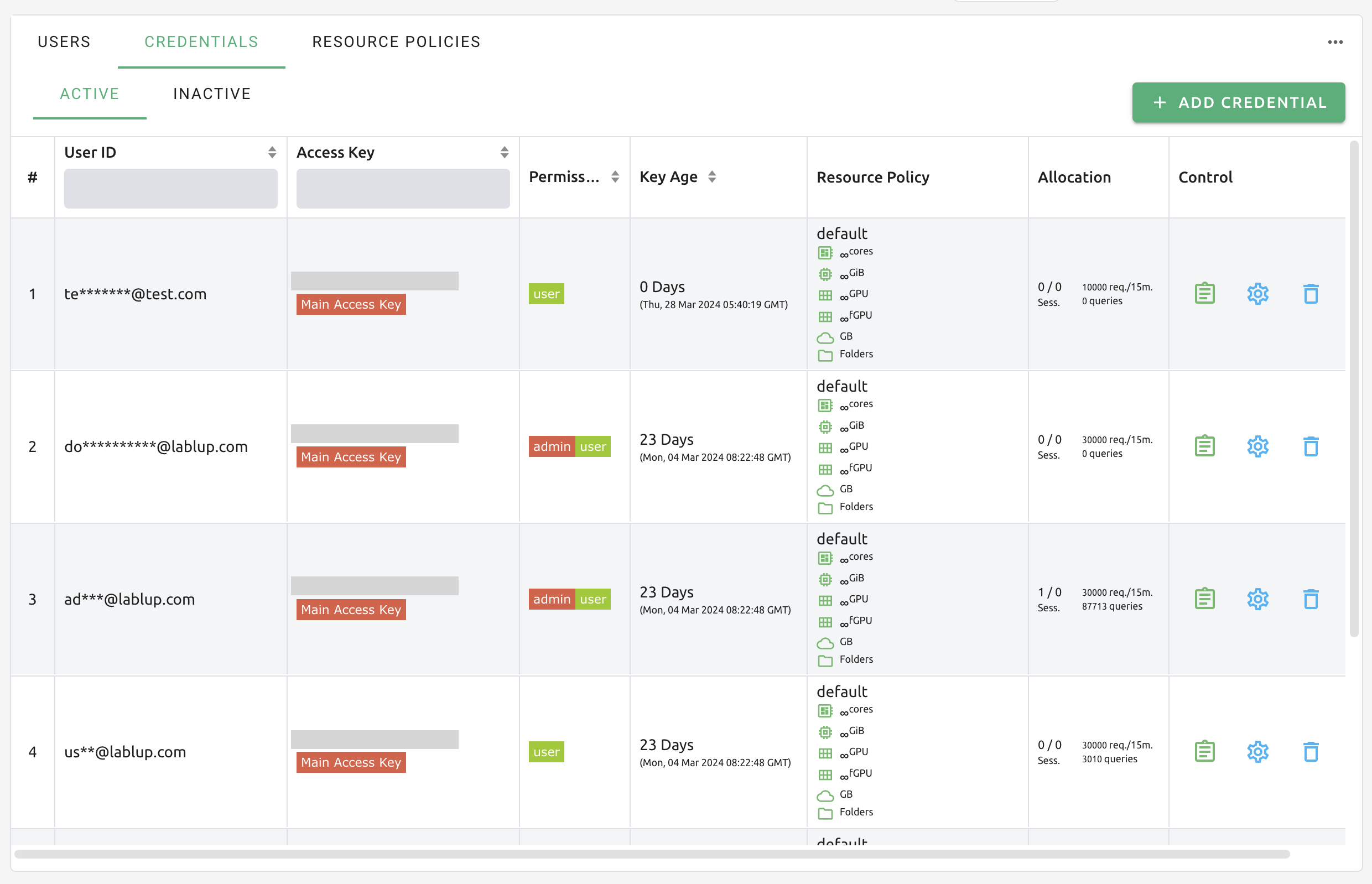 관리자 기능 — Backend.AI Web-UI User Guide 23.09 문서